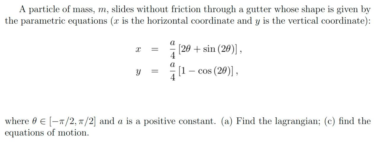 Solved A particle of mass, m, slides without friction | Chegg.com
