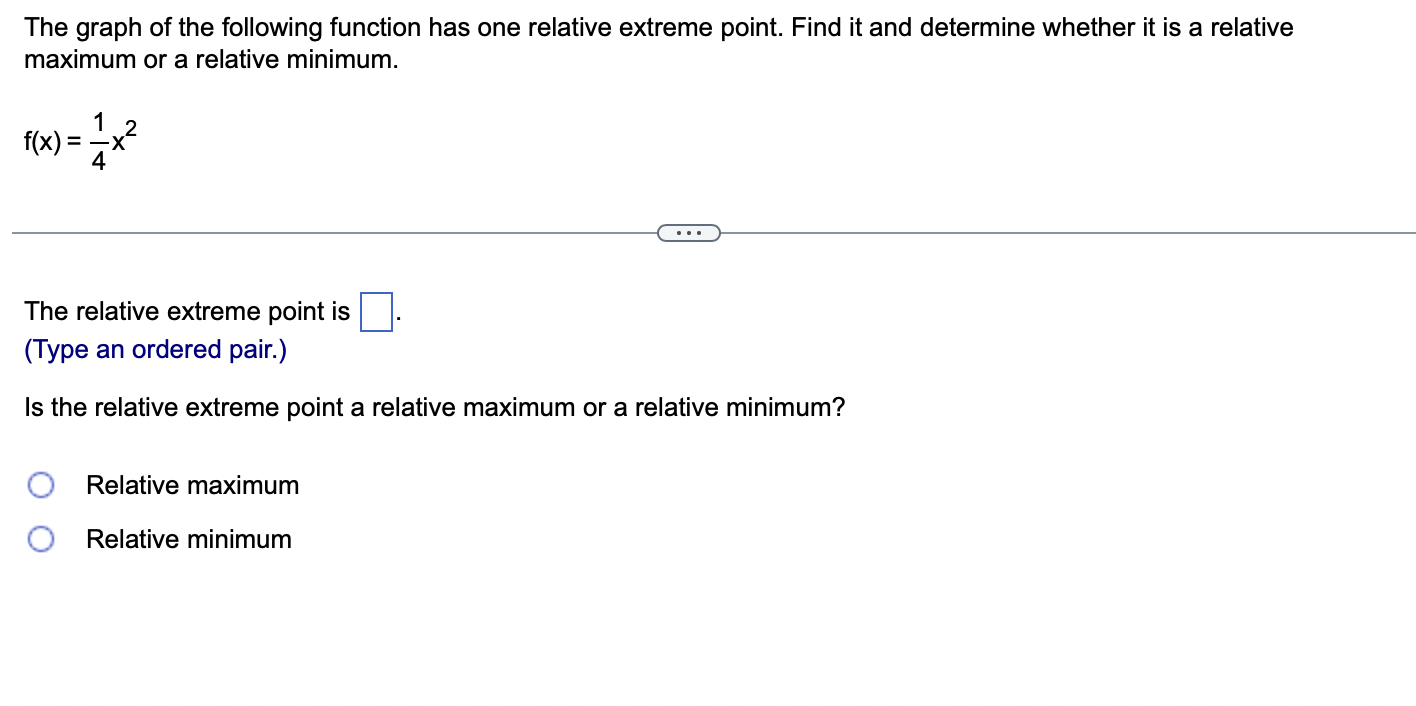 Solved The graph of the following function has one relative | Chegg.com