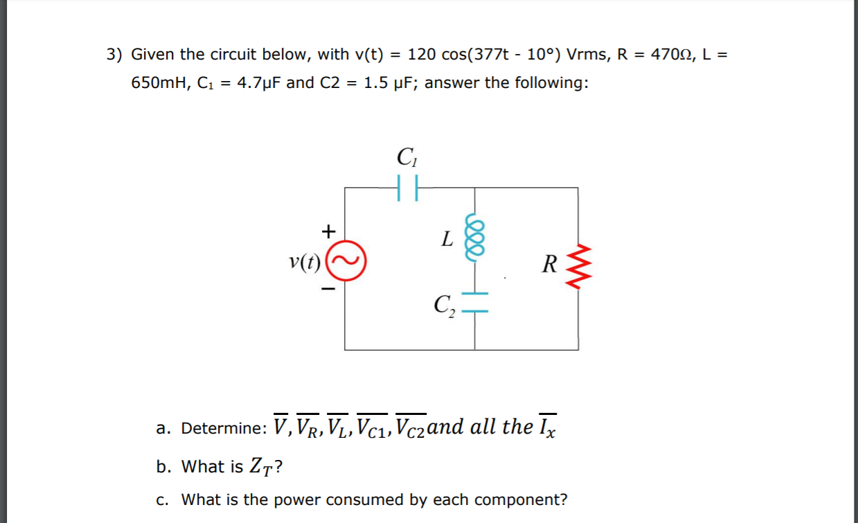 Solved note: the v(t) equation should be in units of Volts | Chegg.com