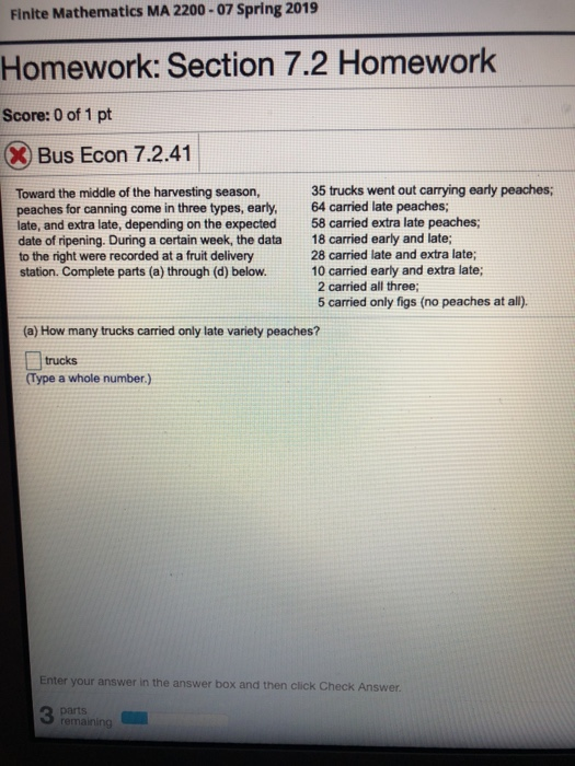 Solved Finite Mathematics MA 2200-07 Spring 2019 Homework: | Chegg.com