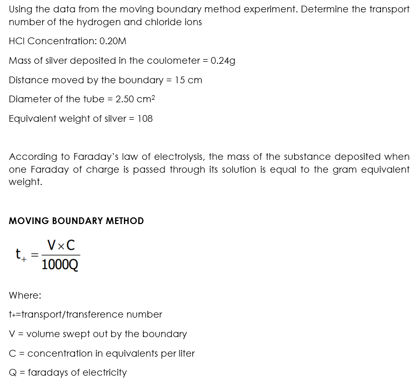 Using the data from the moving boundary method | Chegg.com