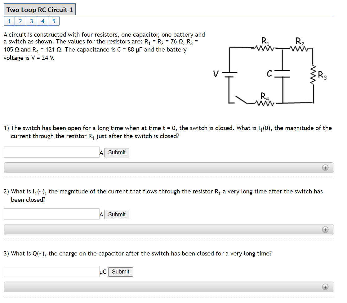 Solved Two Loop RC Circuit 1 1 2 3 4 5 R A circuit is | Chegg.com