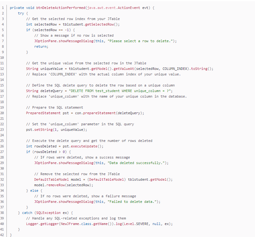 Solved I am trying to use a button to delete a colunm from | Chegg.com