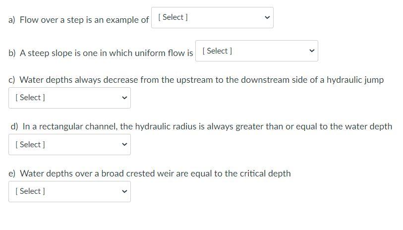 a) Flow over a step is an example of [ Select ]