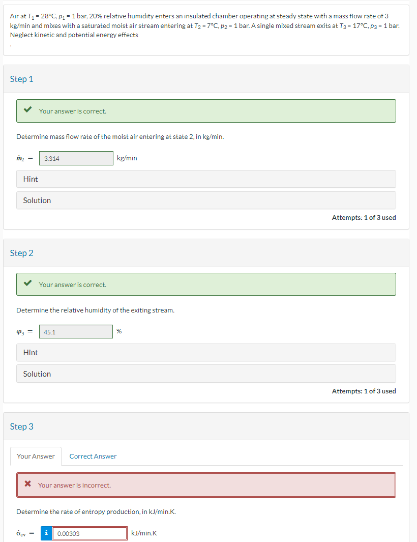 [Solved]: Air at T1=28C,p1=1bar,20% relative humidity enter