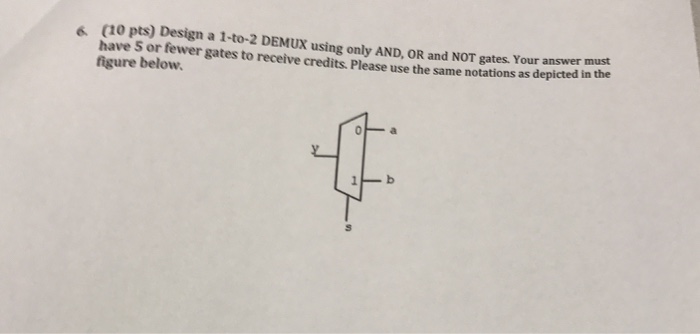 Solved Design a 1-to-2 DEMUX using only AND, OR and NOT | Chegg.com