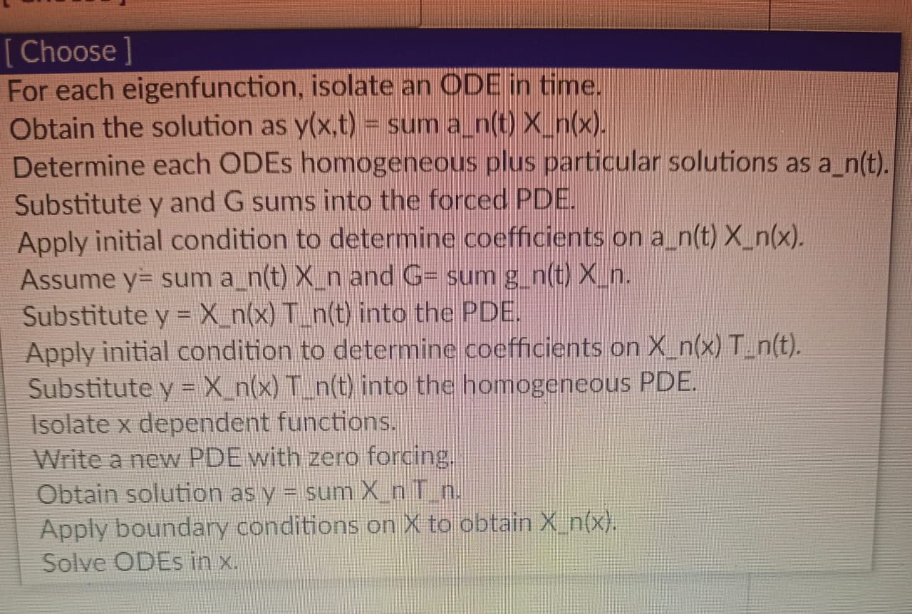 Match The Steps For Solving A Bvp With Homogeneous 