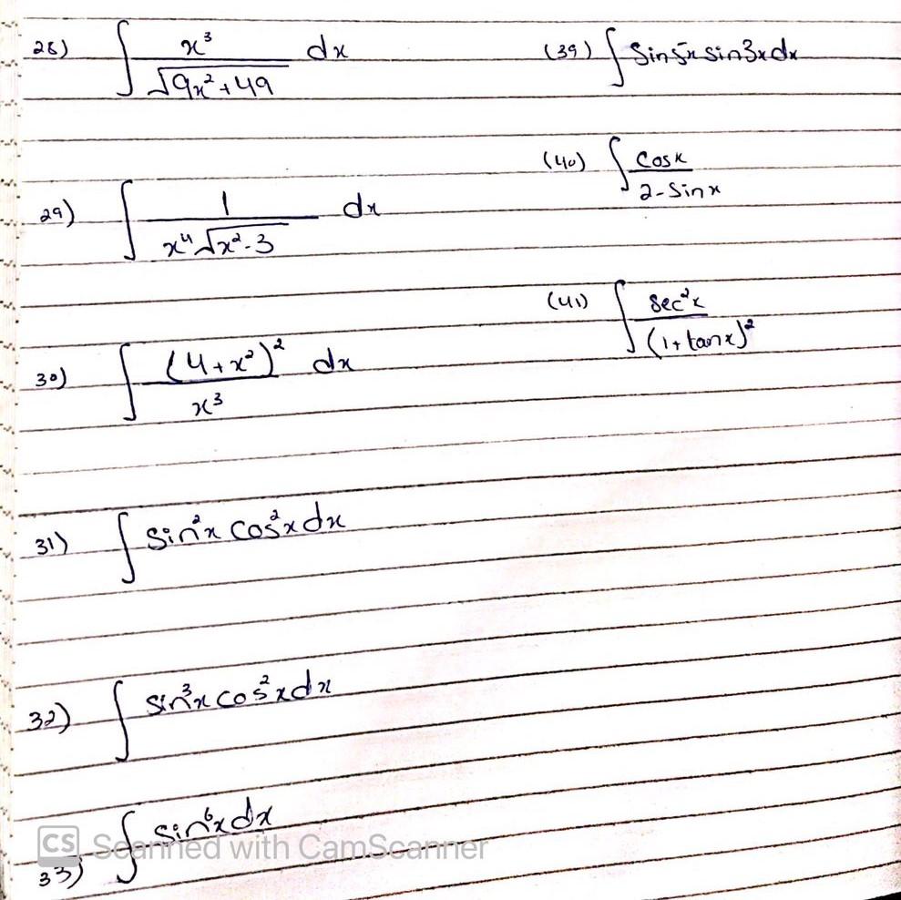 Solved 26) da 903 59x²+49 69) fsinsuska3ede (40) sܠ Cosk | Chegg.com