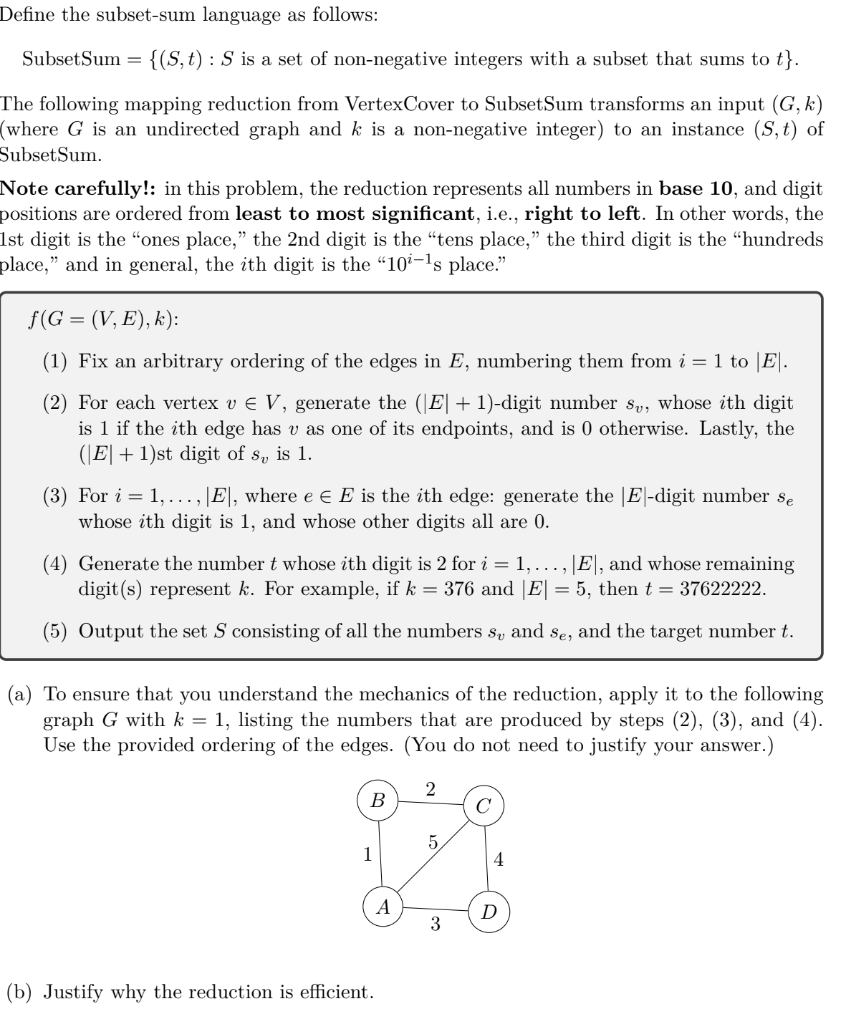 Solved Define the subset-sum language as follows: SubsetSum | Chegg.com