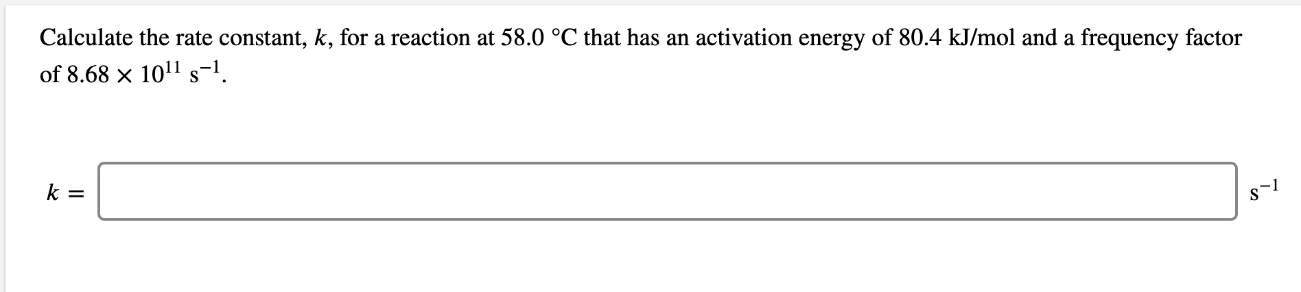 Solved Calculate the rate constant, k, for a reaction at | Chegg.com
