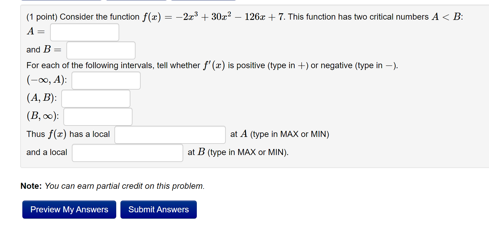 Solved (1 point) Consider the function | Chegg.com