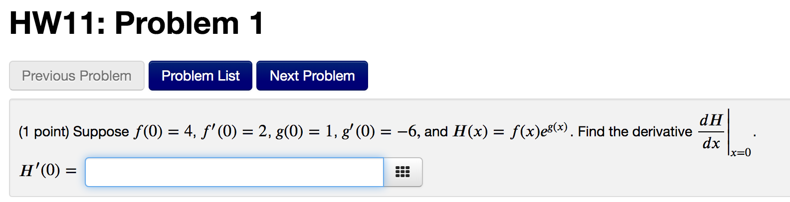 Solved HW11: Problem 1 Problem List Next Problem Previous | Chegg.com