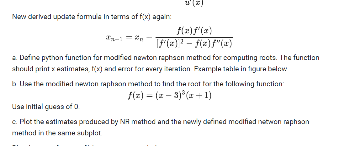 Solved 4. Modified Newton-Raphson Method for root estimation | Chegg.com