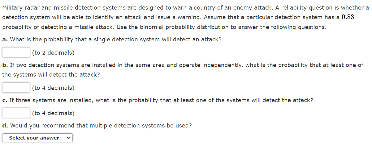 Solved Military radar and missile detection systems are | Chegg.com