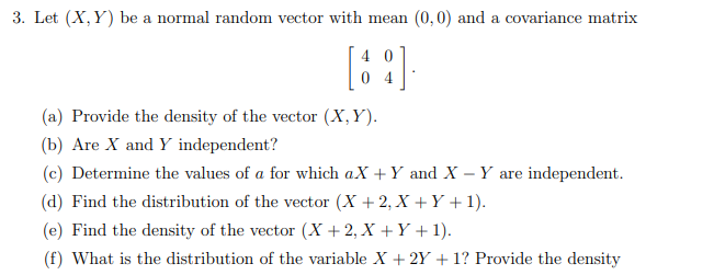 Solved Let (x,Y) ﻿be a normal random vector with mean (0,0) | Chegg.com