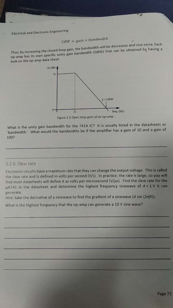 Solved Electrical and Electronic Engineering GBW = gain x | Chegg.com