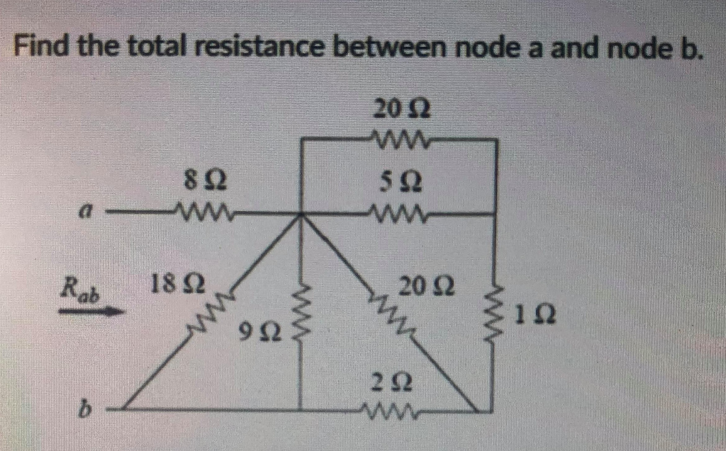 Solved Find the total resistance between node a and node b. | Chegg.com