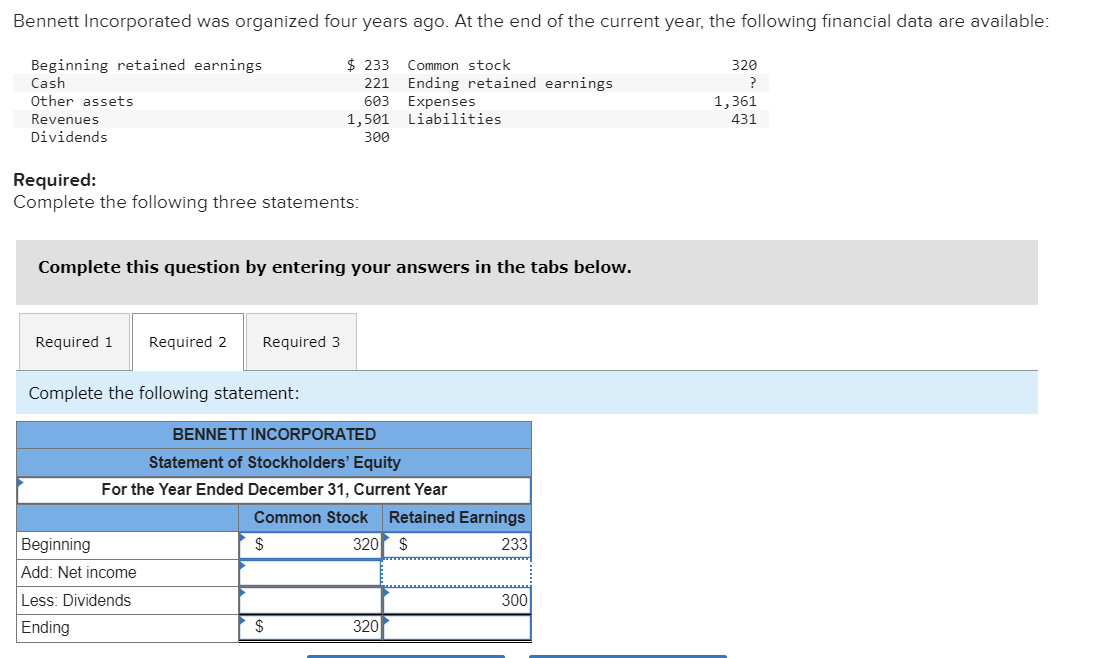 Solved Bennett Incorporated was organized four years ago. At | Chegg.com