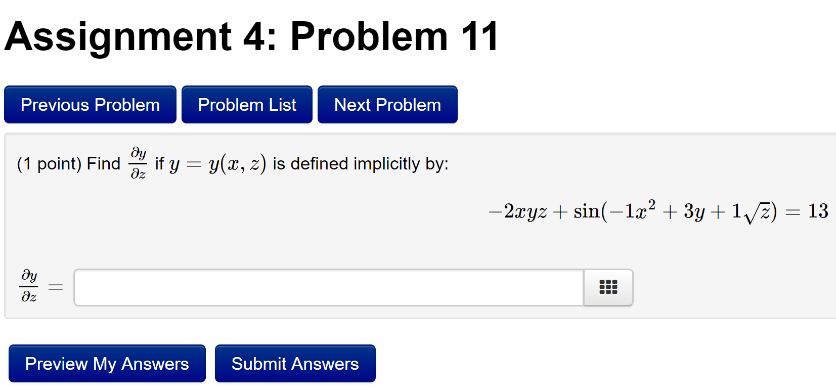 Solved Assignment 4: Problem 11 Previous Problem Problem | Chegg.com