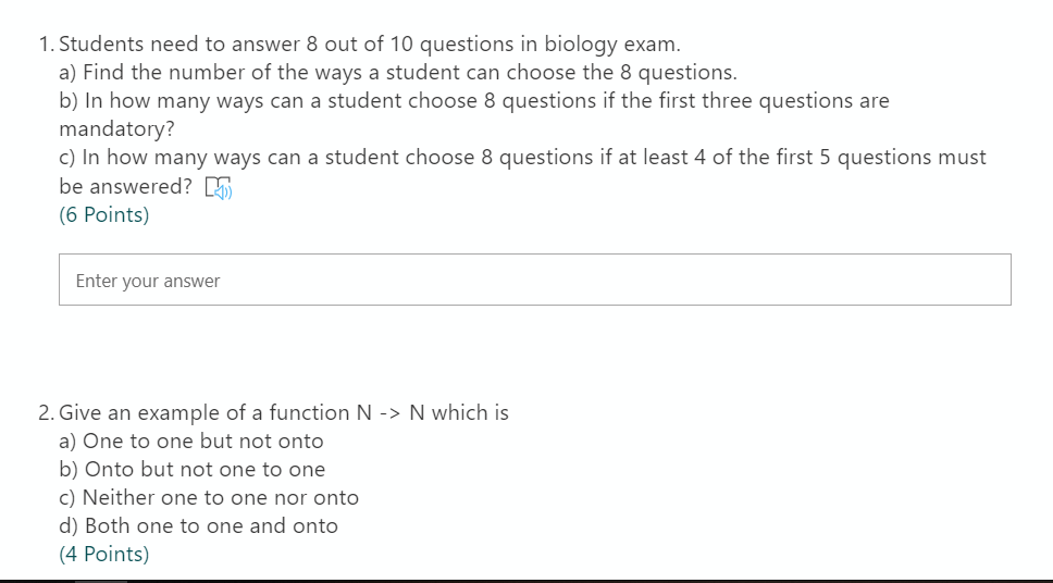 Solved 1. Students need to answer 8 out of 10 questions in | Chegg.com