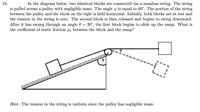 Solved 10. In the diagram below, two identical blocks are | Chegg.com