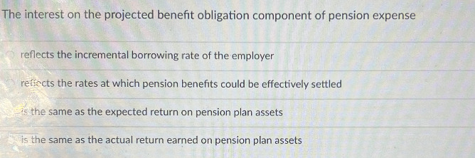 Solved The interest on the projected benefit obligation | Chegg.com