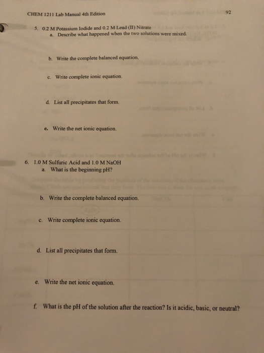 Solved 92 CHEM 1211 Lab Manual 4th Edition 5. 0.2 M | Chegg.com