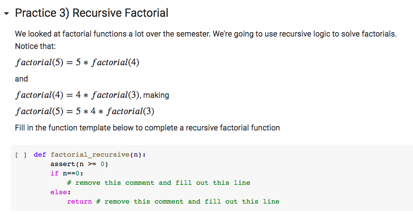 Solved Practice 3) Recursive Factorial We looked at | Chegg.com