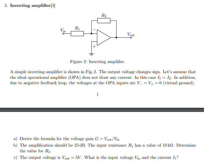Solved 2 Inverting Amplifier[3] Figure 2 Inverting
