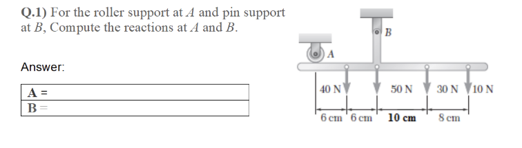 Solved Q.1) For the roller support at A and pin support at | Chegg.com