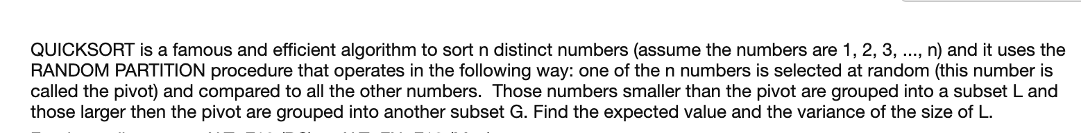 Solved QUICKSORT is a famous and efficient algorithm to sort | Chegg.com