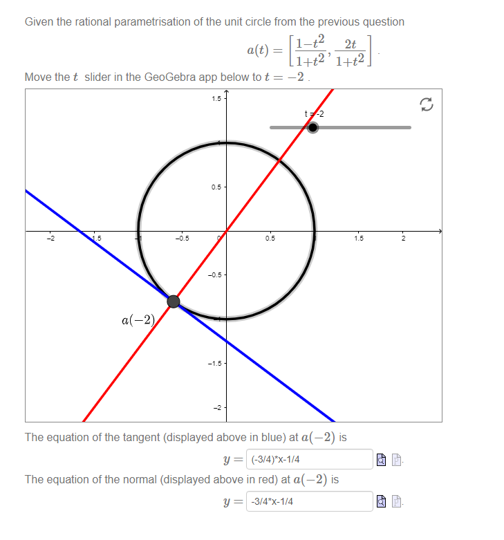 Solved Given the rational parametrisation of the unit circle | Chegg.com