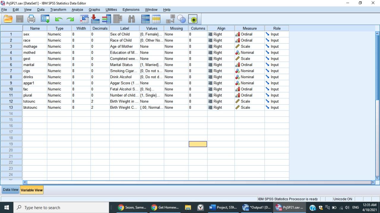 Solved A Research Project on Birth Weight The data file | Chegg.com