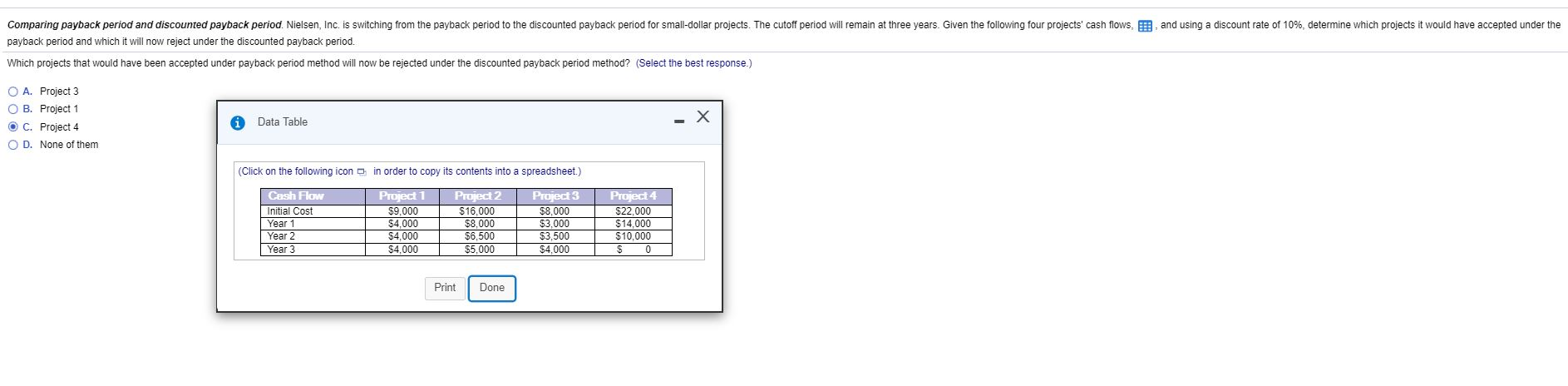 Solved and using a discount rate of 10%, determine which | Chegg.com