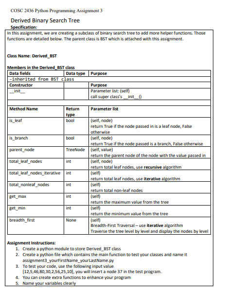 Solved Cosc 2436 Python Programming Assignment 3 Derived 5212