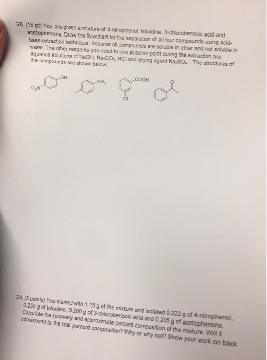 Solved 28. (15 pt) You are given a mixture of 4-nitrophenol, | Chegg.com