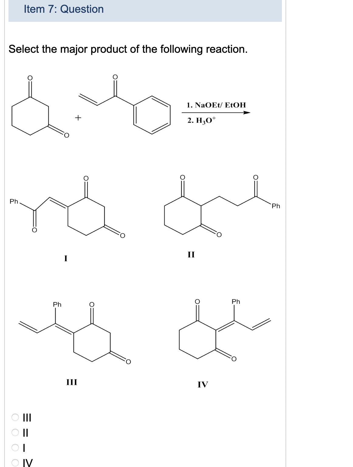 Solved Select the major product of the following reaction. | Chegg.com