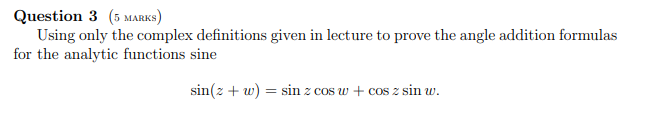 Solved Question 3 (5 мАRкS) Using only the complex | Chegg.com