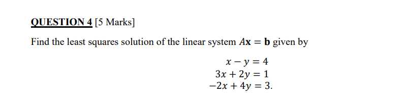 Solved Find the least squares solution of the linear system | Chegg.com