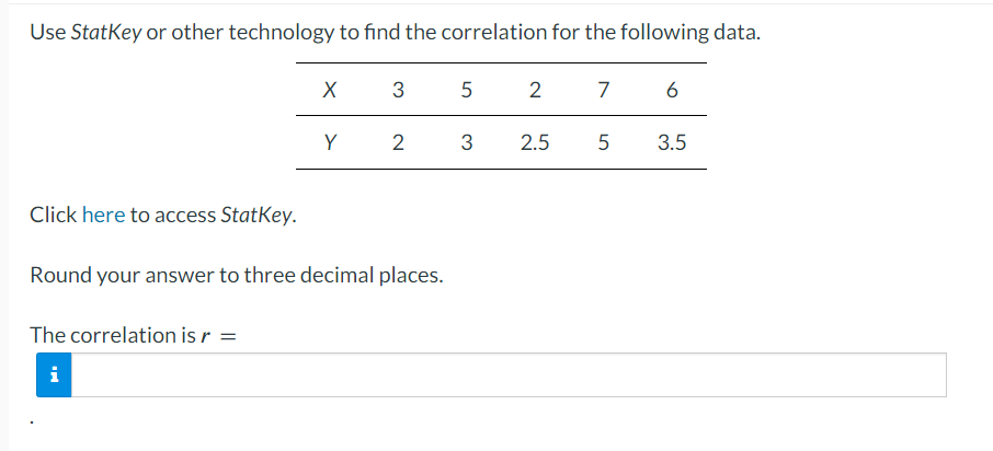 Solved Use StatKey or other technology to find the | Chegg.com