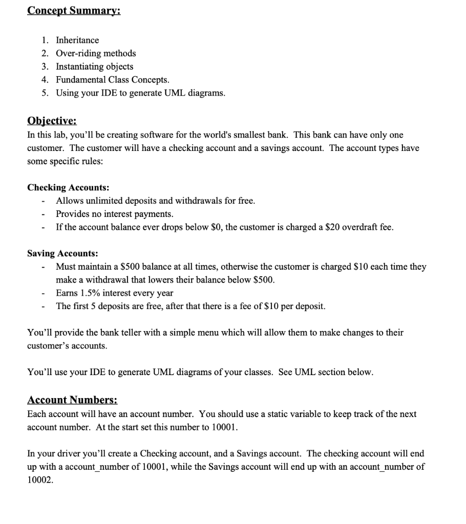 Solved Concept Summary: 1. Inheritance 2. Over-riding | Chegg.com
