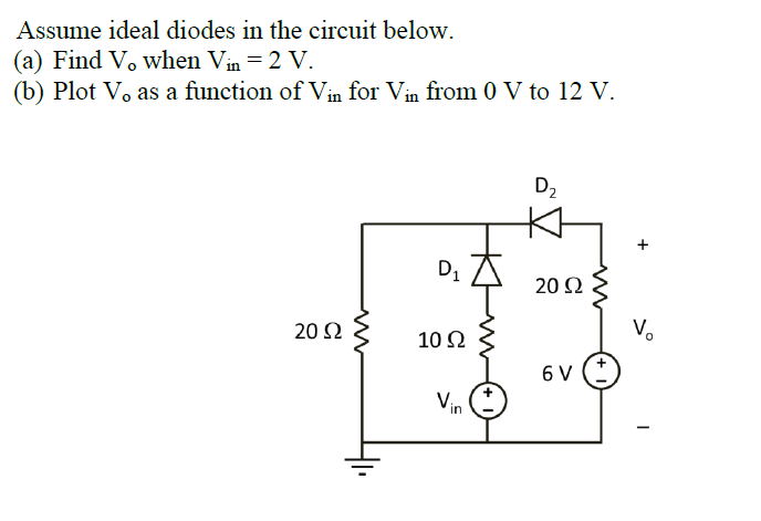 Solved Assume ideal diodes in the circuit below. (a) Find Vo | Chegg.com