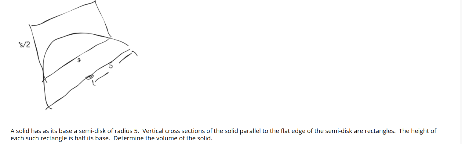 Solved 's/2 S A solid has as its base a semi-disk of radius | Chegg.com