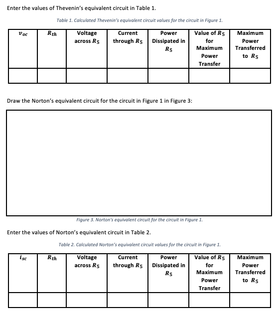 Solved Pre-Lab Exercise (Calculate): Apply Thevenin's and | Chegg.com