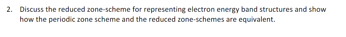 Solved 2. Discuss the reduced zone-scheme for representing | Chegg.com