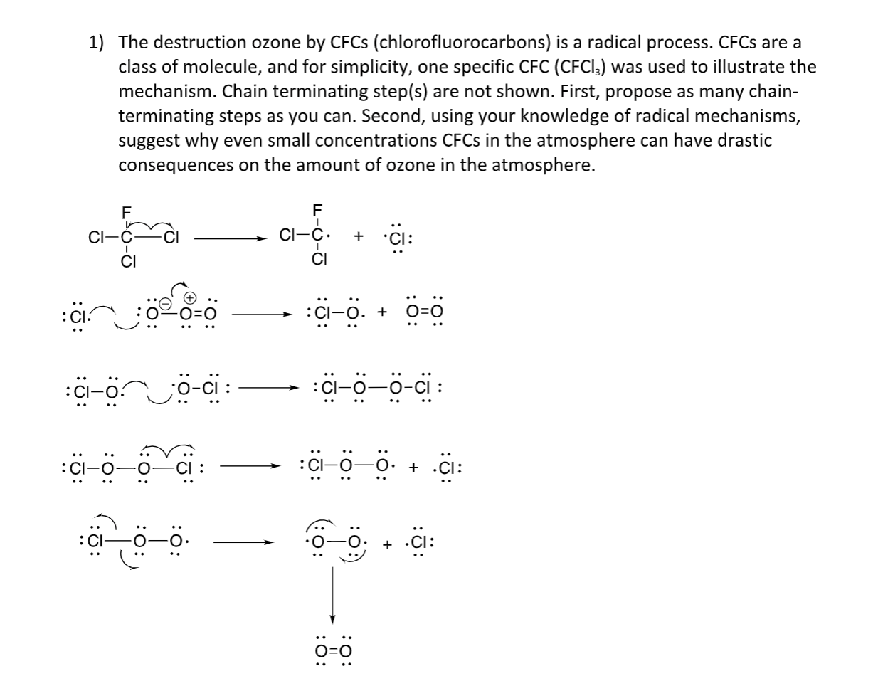 Solved 1) The destruction ozone by CFCs | Chegg.com