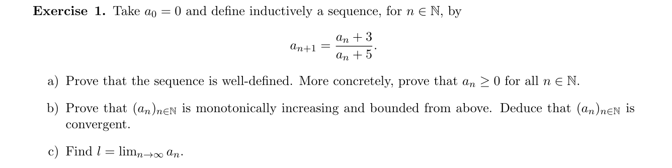 Solved Exercise 1 Take A00 And Define Inductively A 