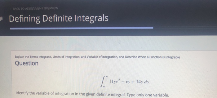 Solved BACK TO ASSIGN MENT OVERVIEW Defining Definite | Chegg.com