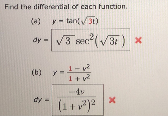 Solved Find the differential of each function. (a) y = | Chegg.com