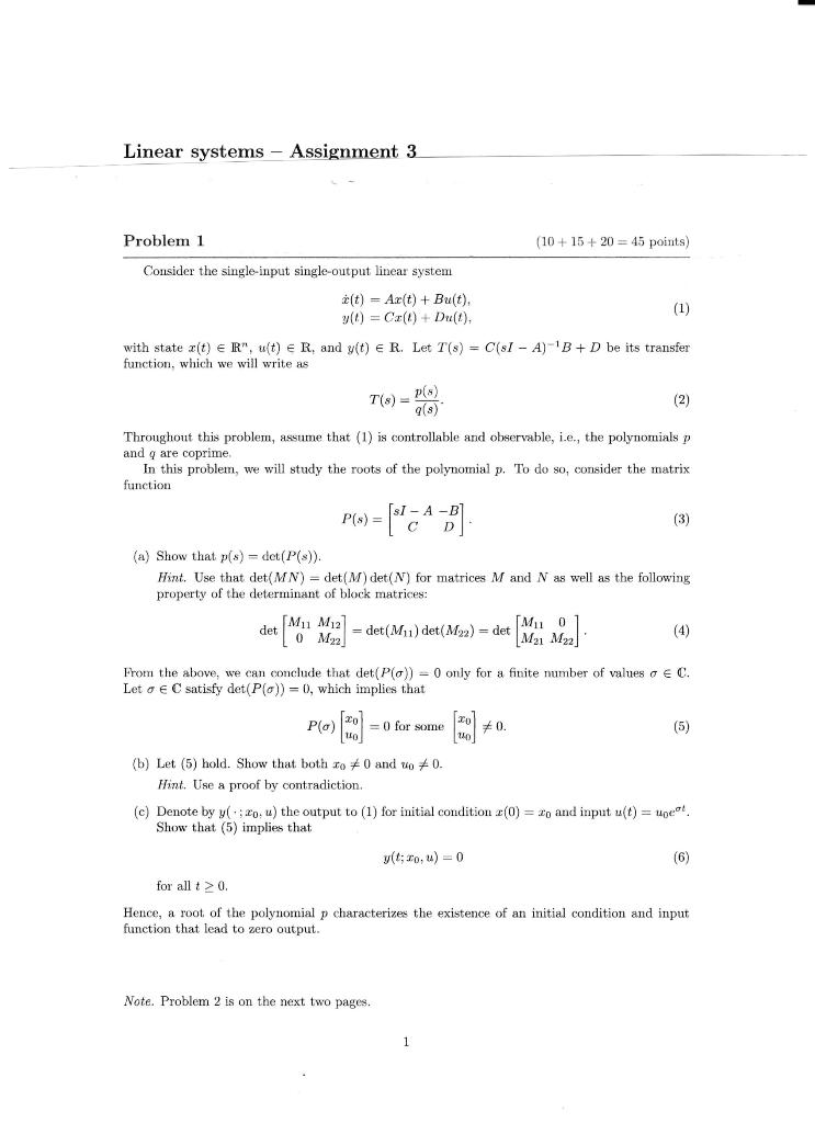 Linear Systems Assignment 3 Problem 1 10 15 20 